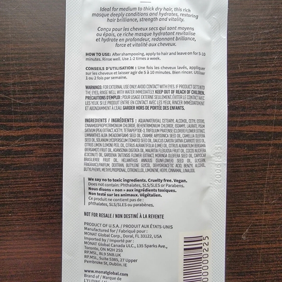 MONAT GLOBAL | Hair | New Sealed Monat Replenish Masque Samples Sachets ...
